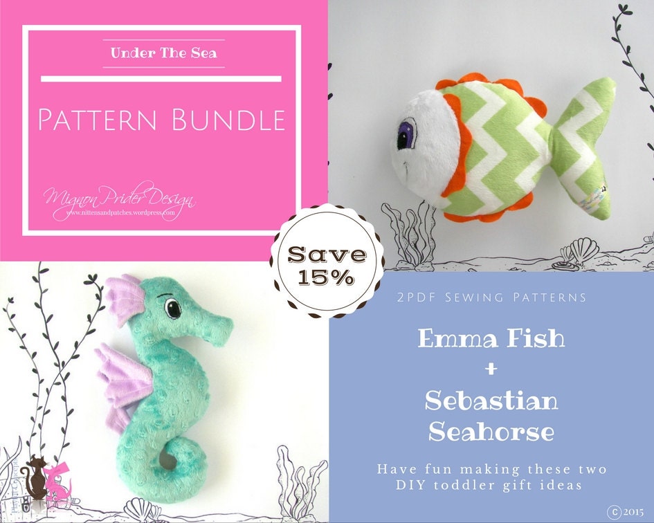 Seahorse and Fish Sewing Pattern Bundle - Etsy