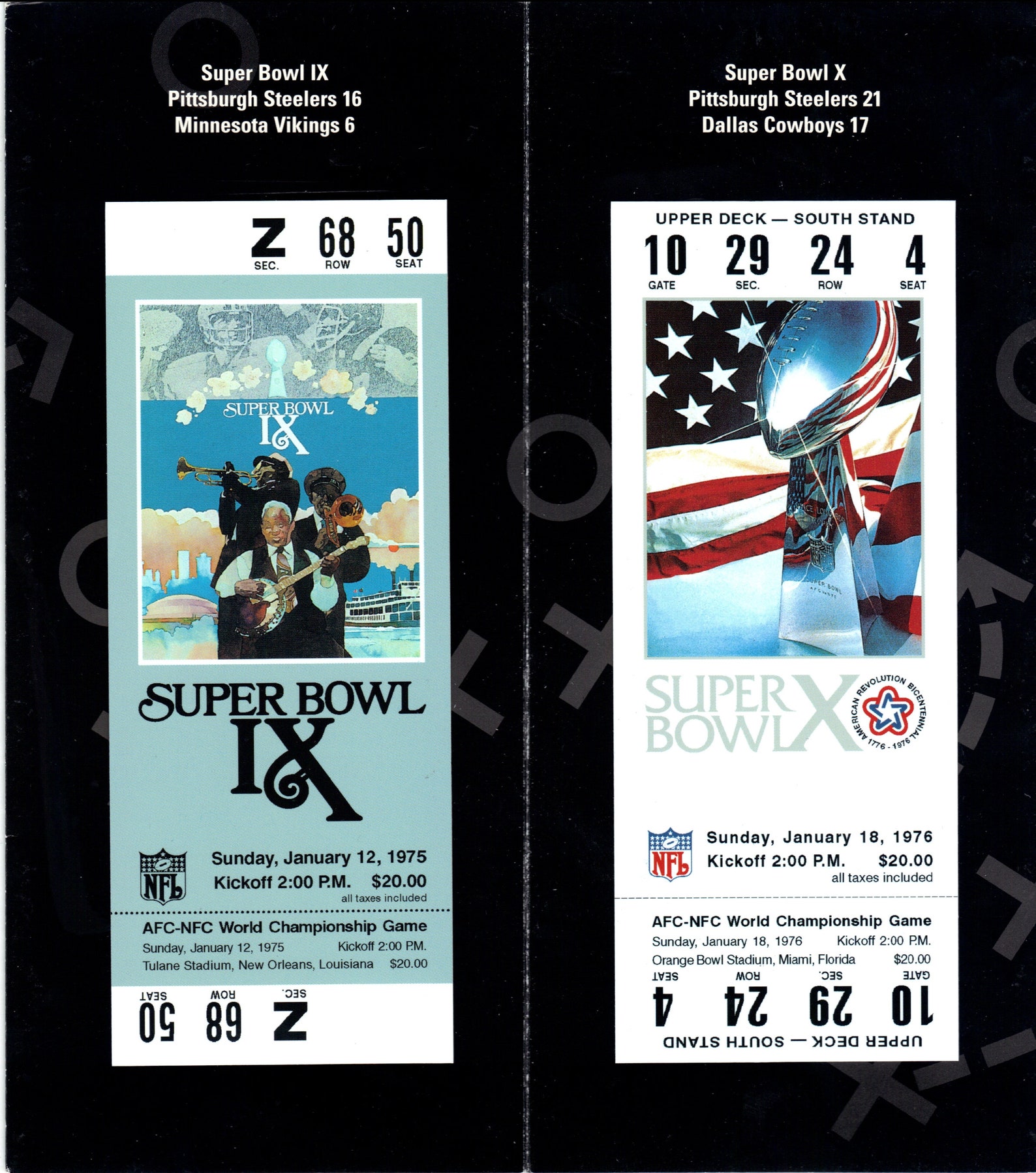 3rd Series of 4 / Spring Commemorative Super Bowl Ticket Set - Etsy
