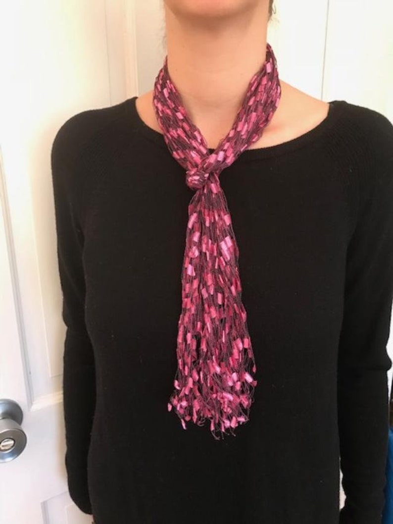 Valentine's Day Scarf Pink Breast Cancer Awareness Necklace Fringe ...