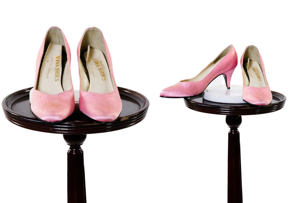 1960s Pink Satin Heels / 60s Pastel Pink Pumps / Stilettos - Etsy