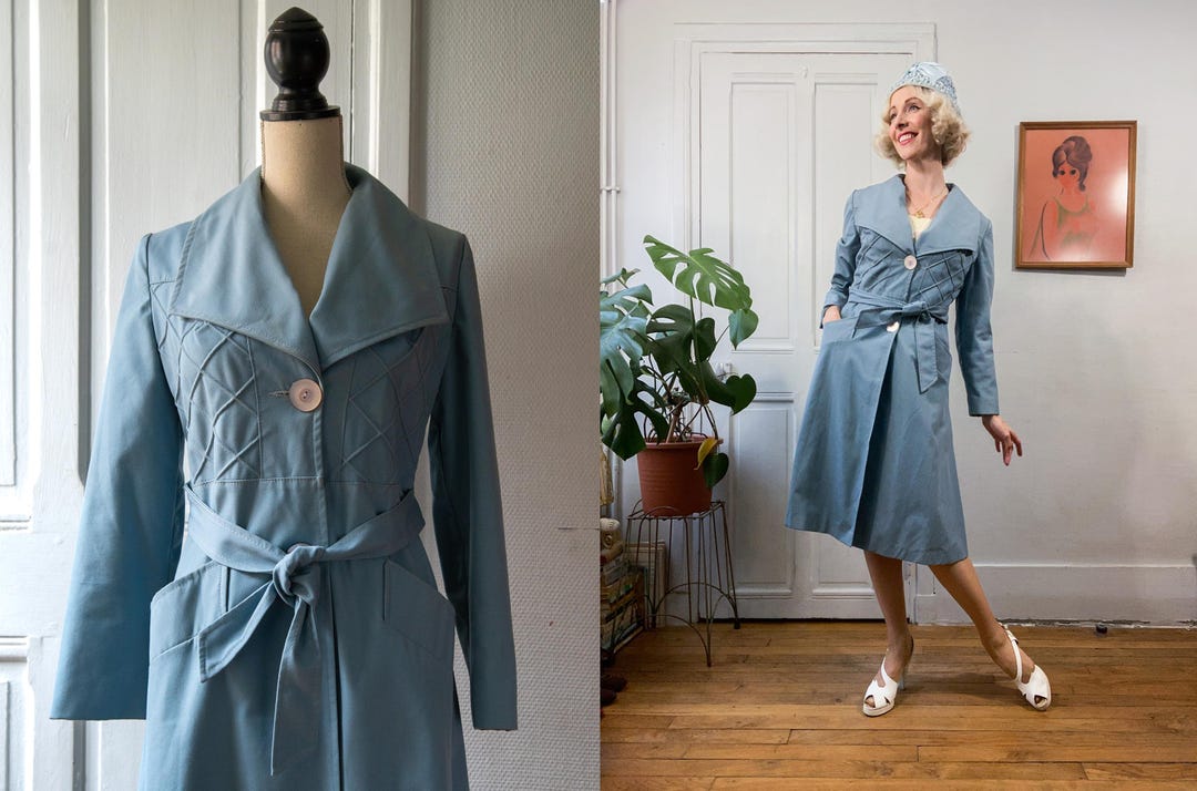 1960s / 1970s Does 40s Blue Grey Coat / 40s Style Jacket - Etsy