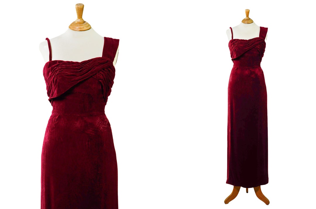 1950s VAN ROTH Red Velvet Gown / 50s Designer Vintage Evening - Etsy