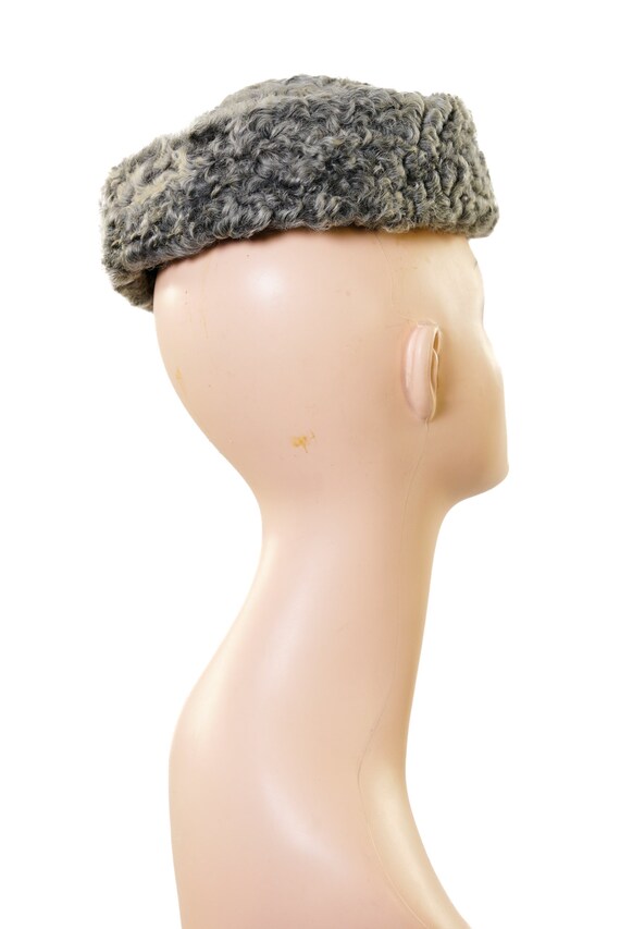 1940s / 1950s Grey Persian Lamb Hat / 40s 50s Wool Cap - Gem