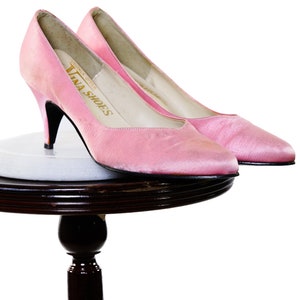 1960s Pink Satin Heels / 60s Pastel Pink Pumps / Stilettos - Etsy