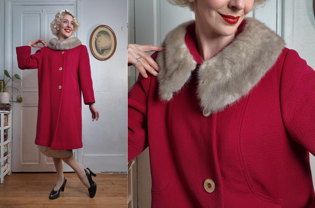 1960s Raspberry Swing Coat / 60s Pink Winter Jacket - Etsy