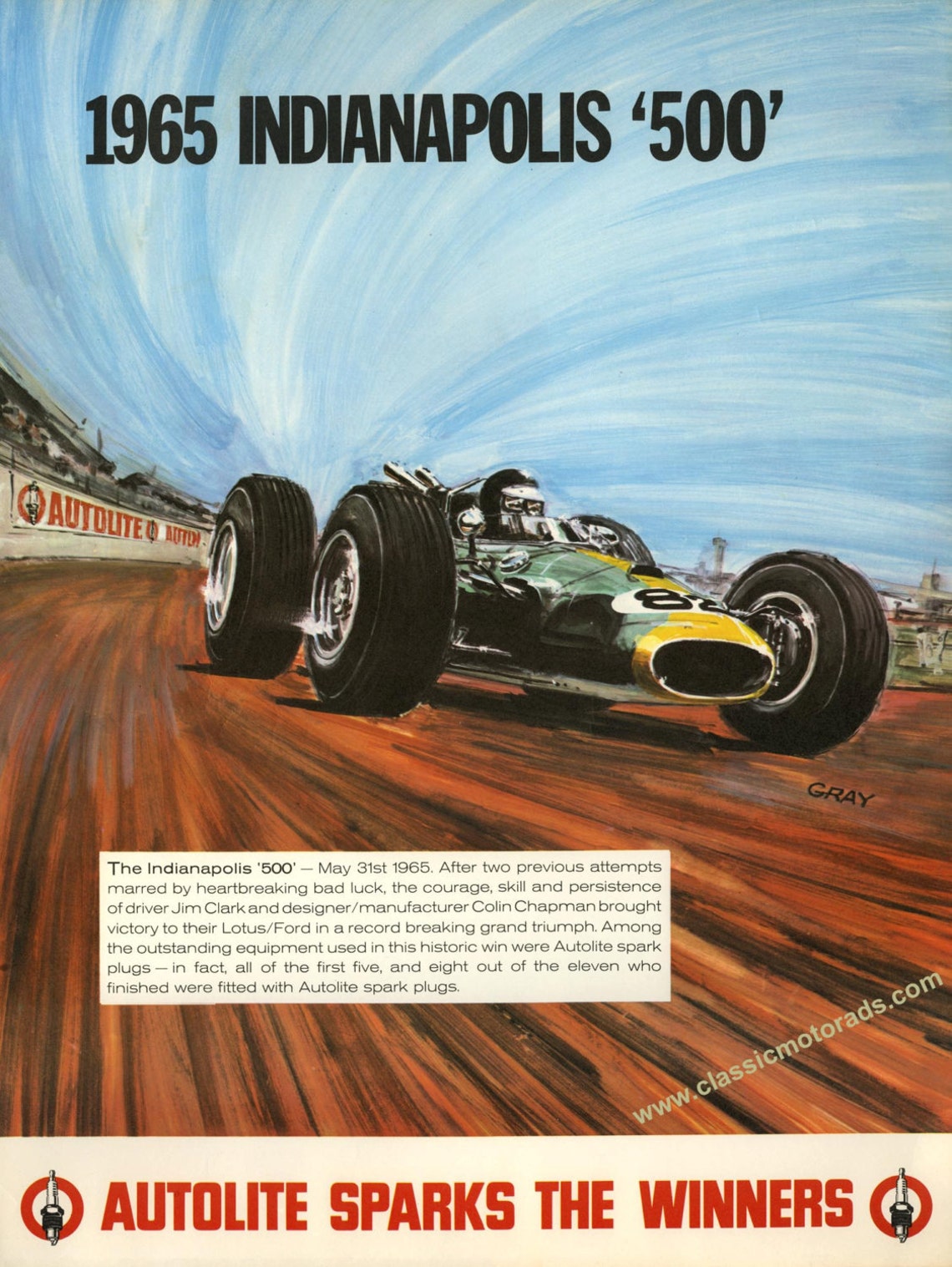 Classic Lotus Type 38 Jim Clark Indianapolis Poster. - Etsy UK