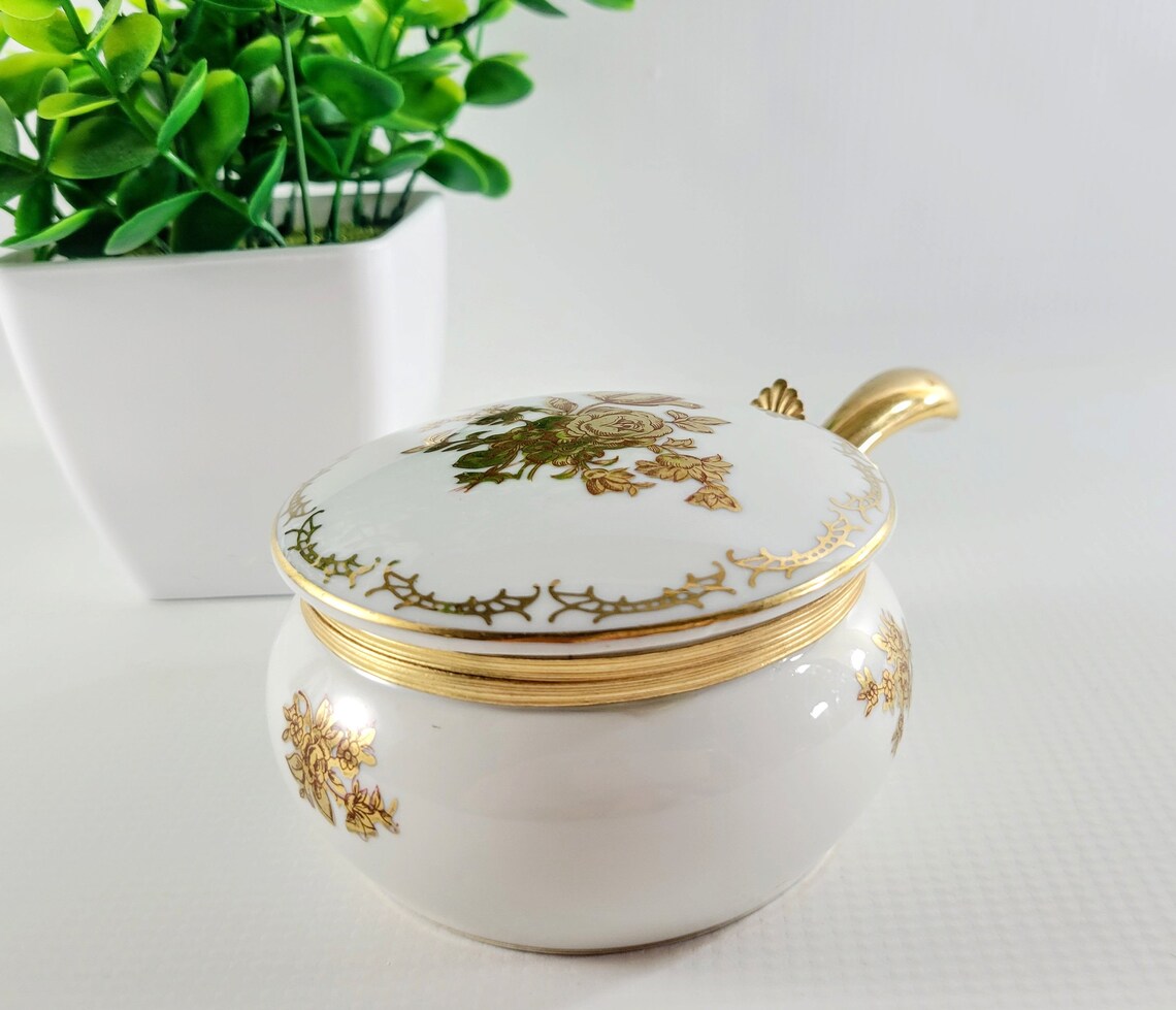 Vintage White Porcelain Silent Butler With Hand Painted Gold - Etsy