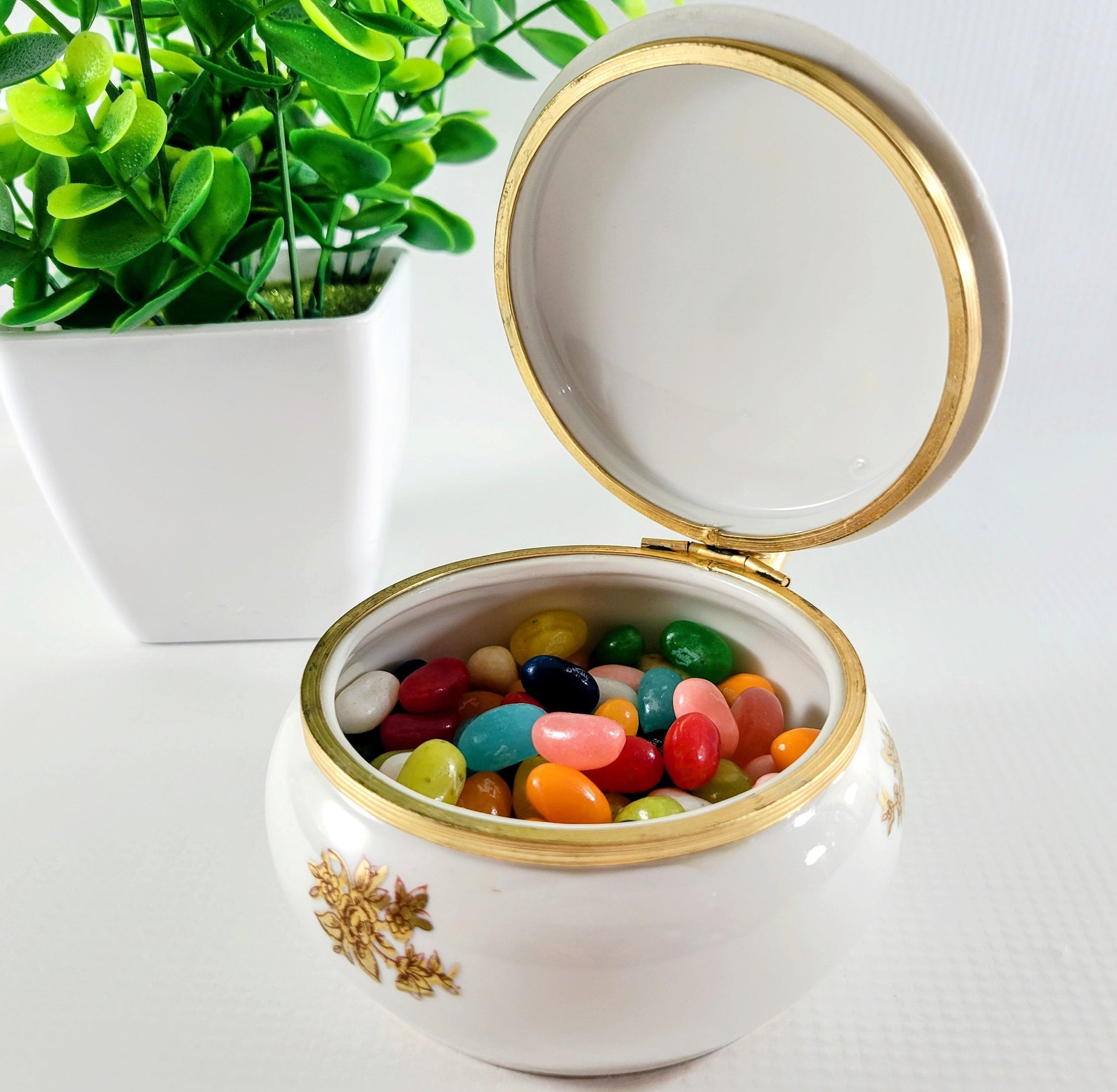 Vintage White Porcelain Silent Butler With Hand Painted Gold - Etsy