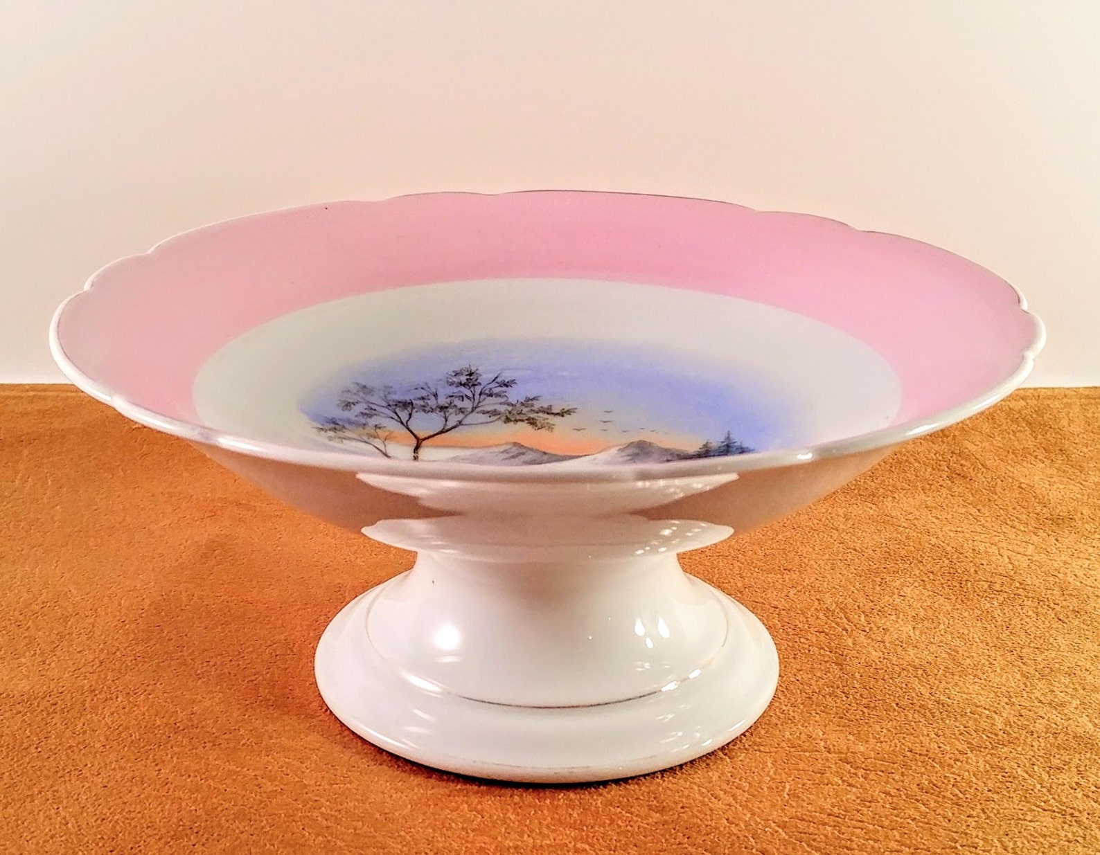 Antique Transferware White Porcelain Compote With Mountain | Etsy