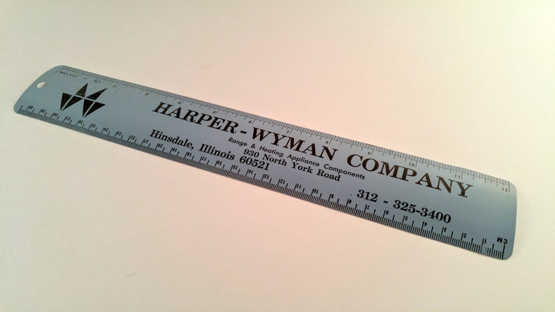 Vintage Blue Metal Advertising Ruler With Black Type. Harper - Etsy