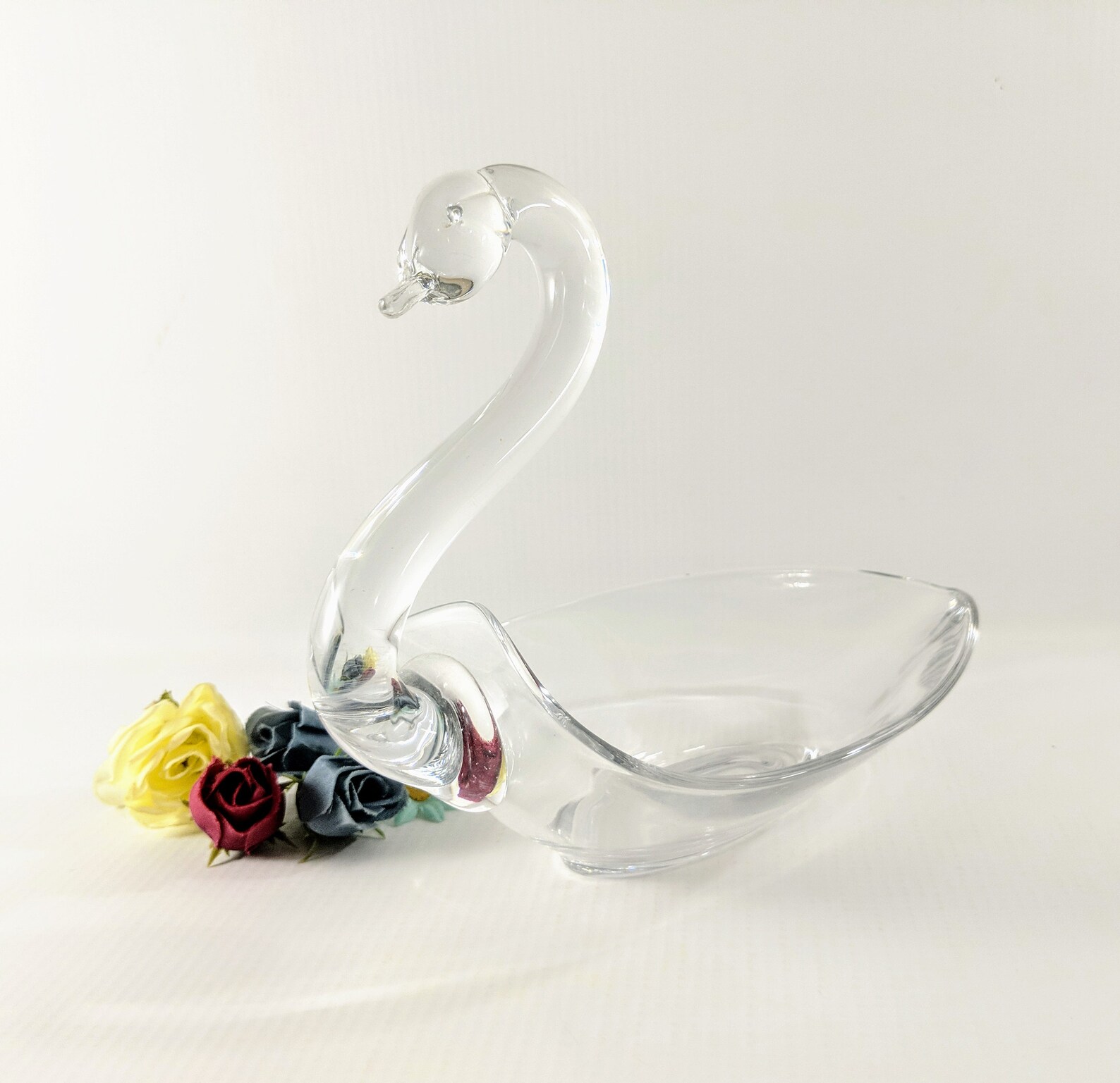Vtg. Duncan & Miller Clear Blown Glass Swan. - Etsy