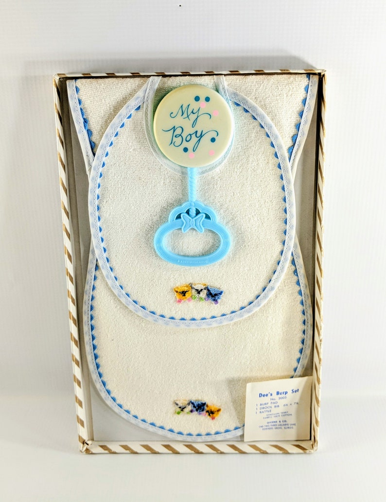 Vtg 3 Piece Boy's Burp Set With Terry Cloth Burp Pad Bib - Etsy