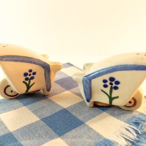 Vintage Ceramic Wheelbarrow Salt & Pepper Shakers With Hand Painted ...
