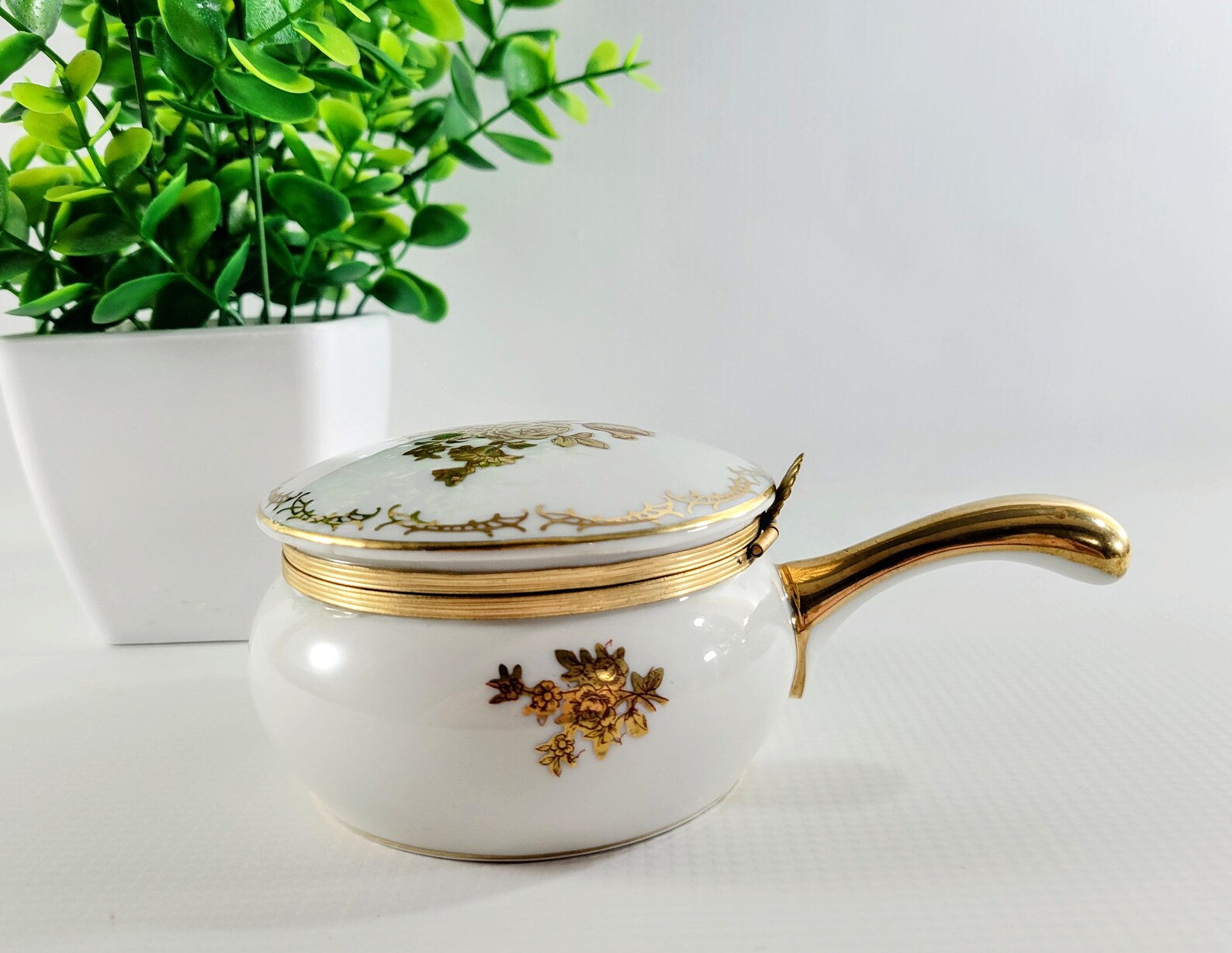 Vintage White Porcelain Silent Butler With Hand Painted Gold - Etsy