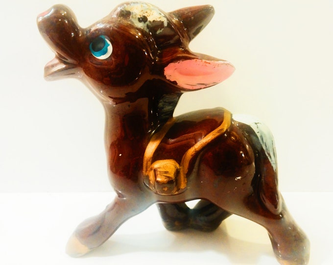Vintage Donkey Figurine. Made in Japan. Hand Painted Brown Ceramic With ...