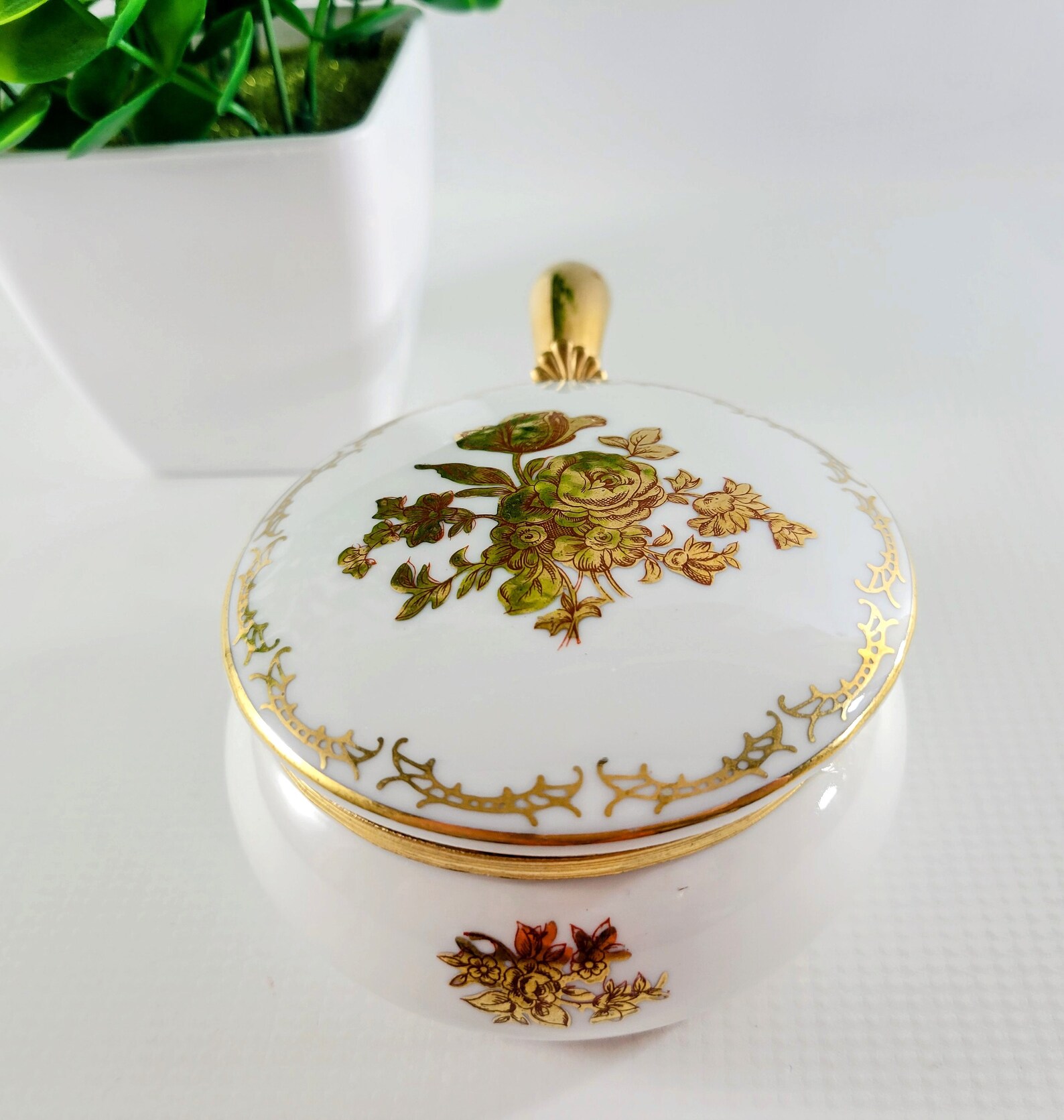 Vintage White Porcelain Silent Butler With Hand Painted Gold - Etsy