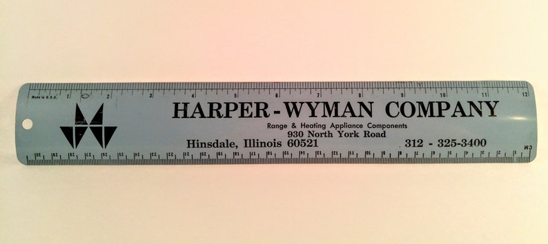 Vintage Blue Metal Advertising Ruler With Black Type. Harper - Etsy