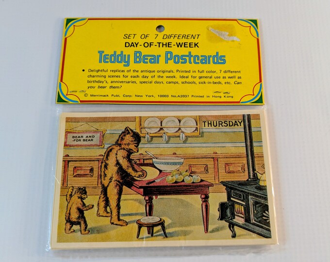 Vtg Teddy Bear Days of the Week Postcards. Set of 7 W.S. Heal Antique ...