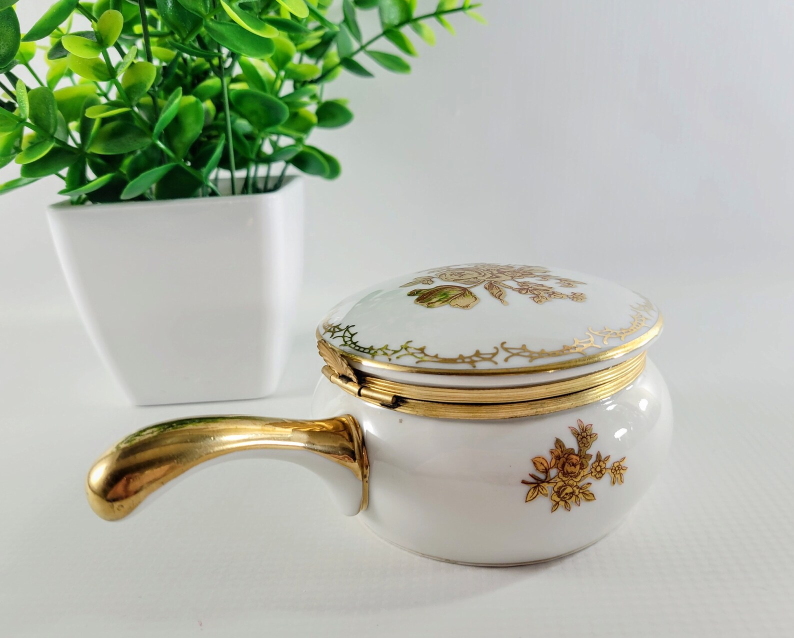 Vintage White Porcelain Silent Butler With Hand Painted Gold - Etsy
