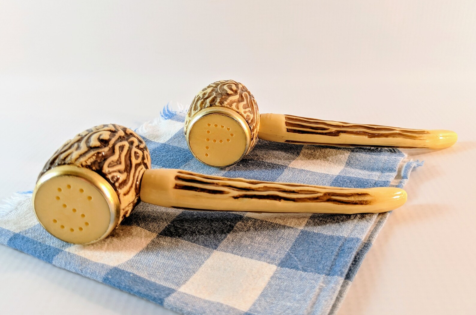 Vintage Simulated Stag Horn Pipe Salt & Pepper Shakers With - Etsy