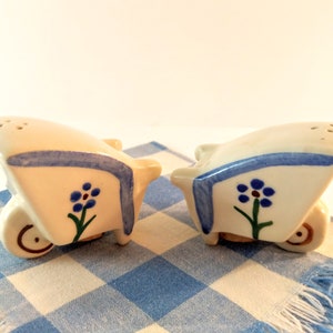 Vintage Ceramic Wheelbarrow Salt & Pepper Shakers With Hand Painted ...