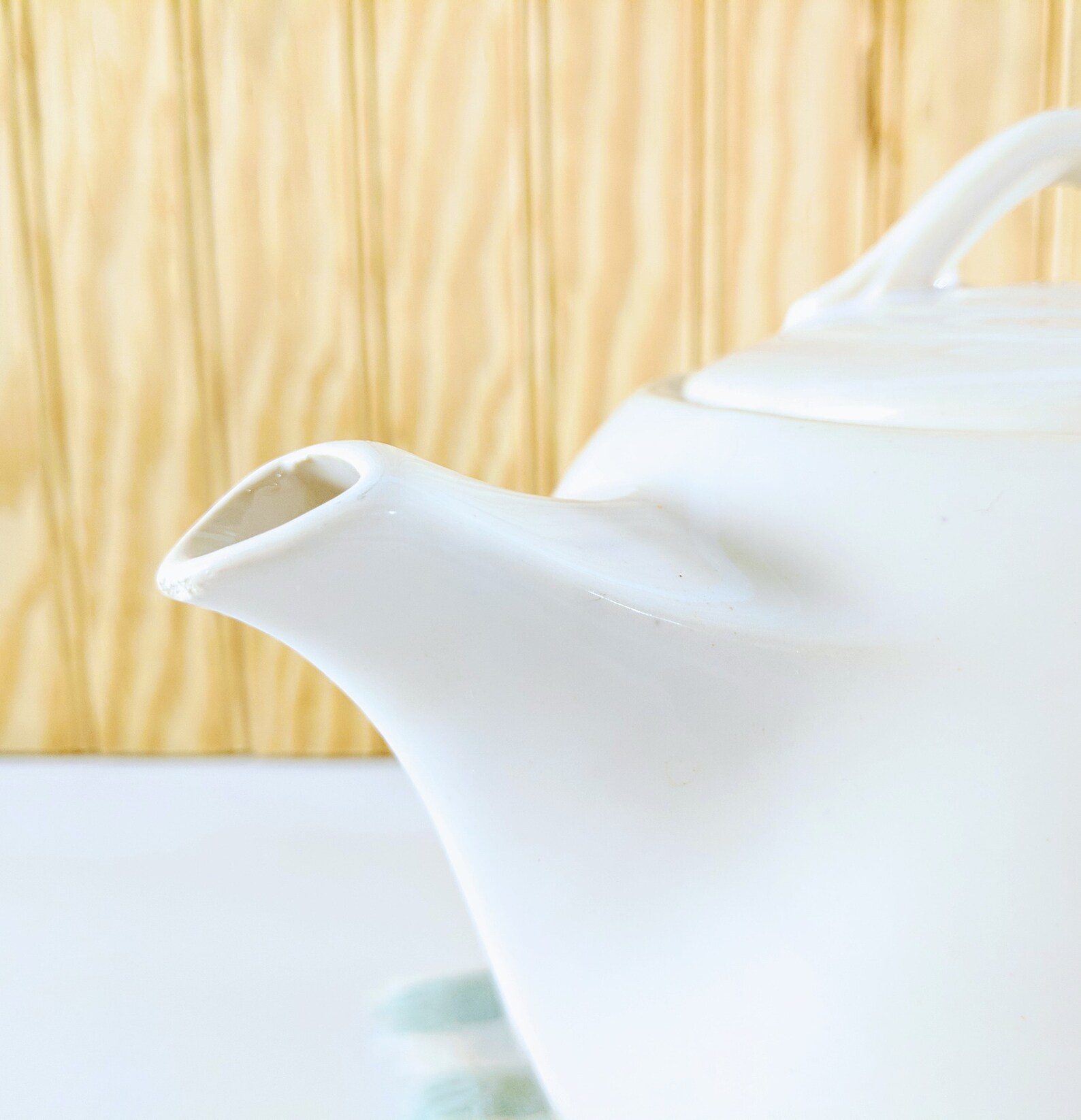 Vtg. Mccoy Pottery Teapot. White With Brown Rose & Pale Sage Green Baby ...