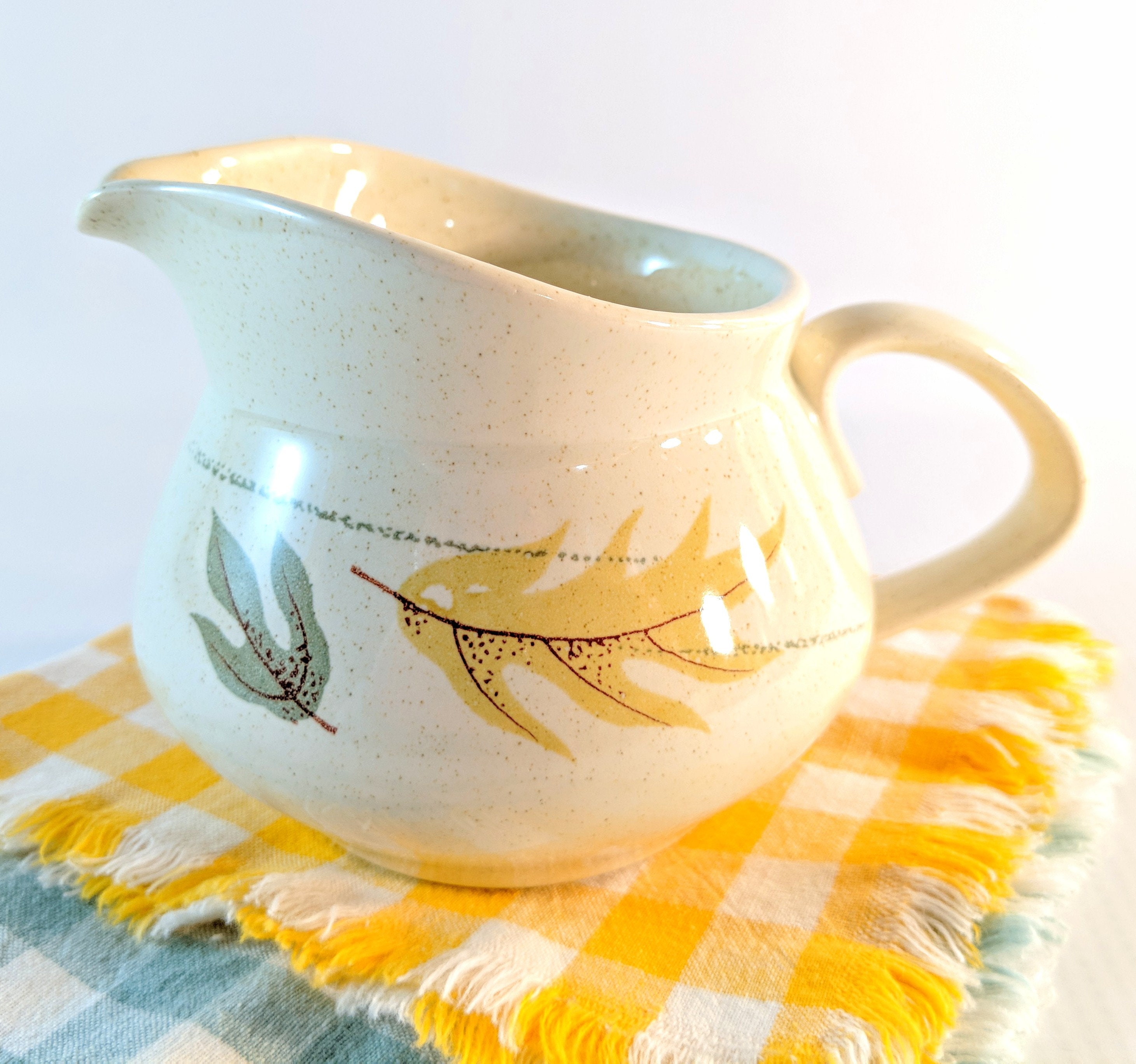 Vintage Franciscan "autumn" Creamer Pitcher With Green & Yellow Leaves ...