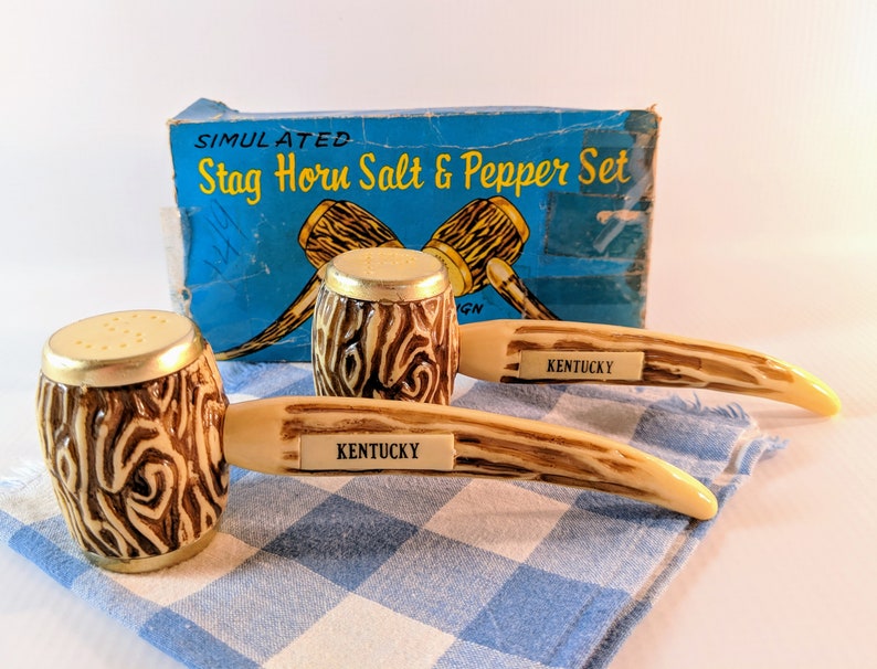 Vintage Simulated Stag Horn Pipe Salt & Pepper Shakers with | Etsy