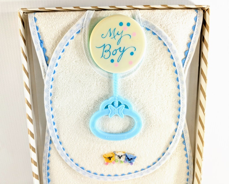 Vtg 3 Piece Boy's Burp Set With Terry Cloth Burp Pad Bib - Etsy