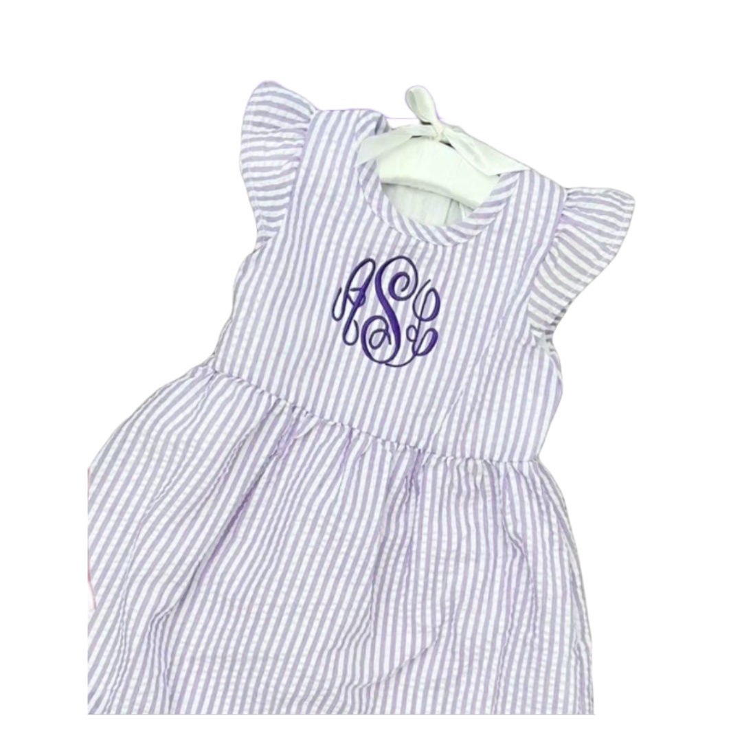 Personalized Seersucker Sundress With Monogram Embroidery 100% Cotton ...