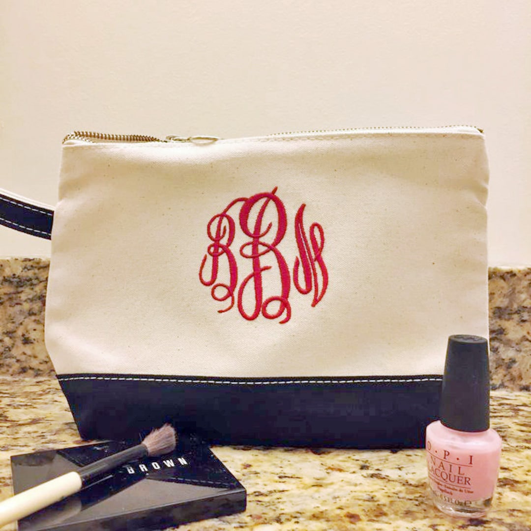Monogram Makeup Bag Gift for Her Embroidered Travel Toiletry Bag With ...