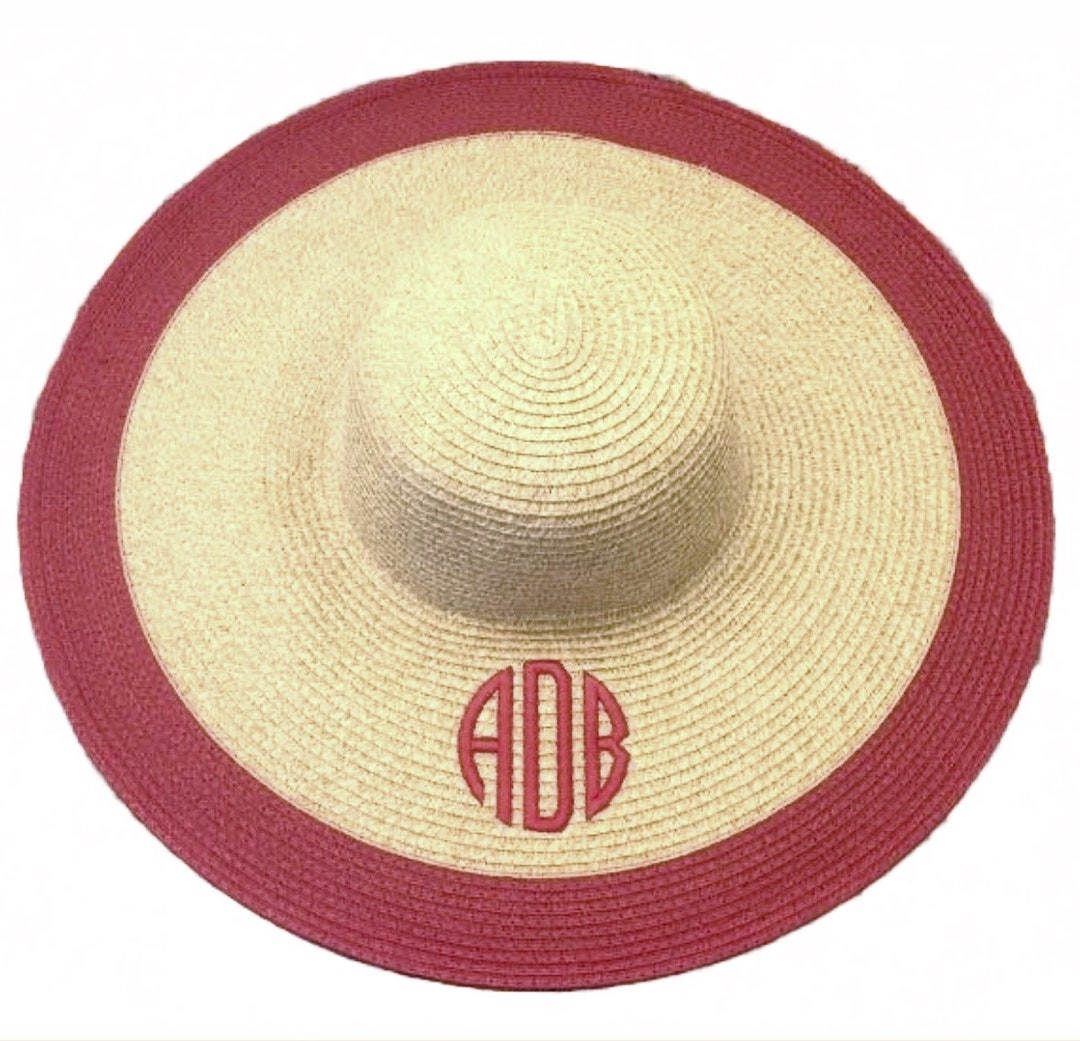 Womans Red Monogram Sun Hat Custom Embroidery Straw Hat - Etsy