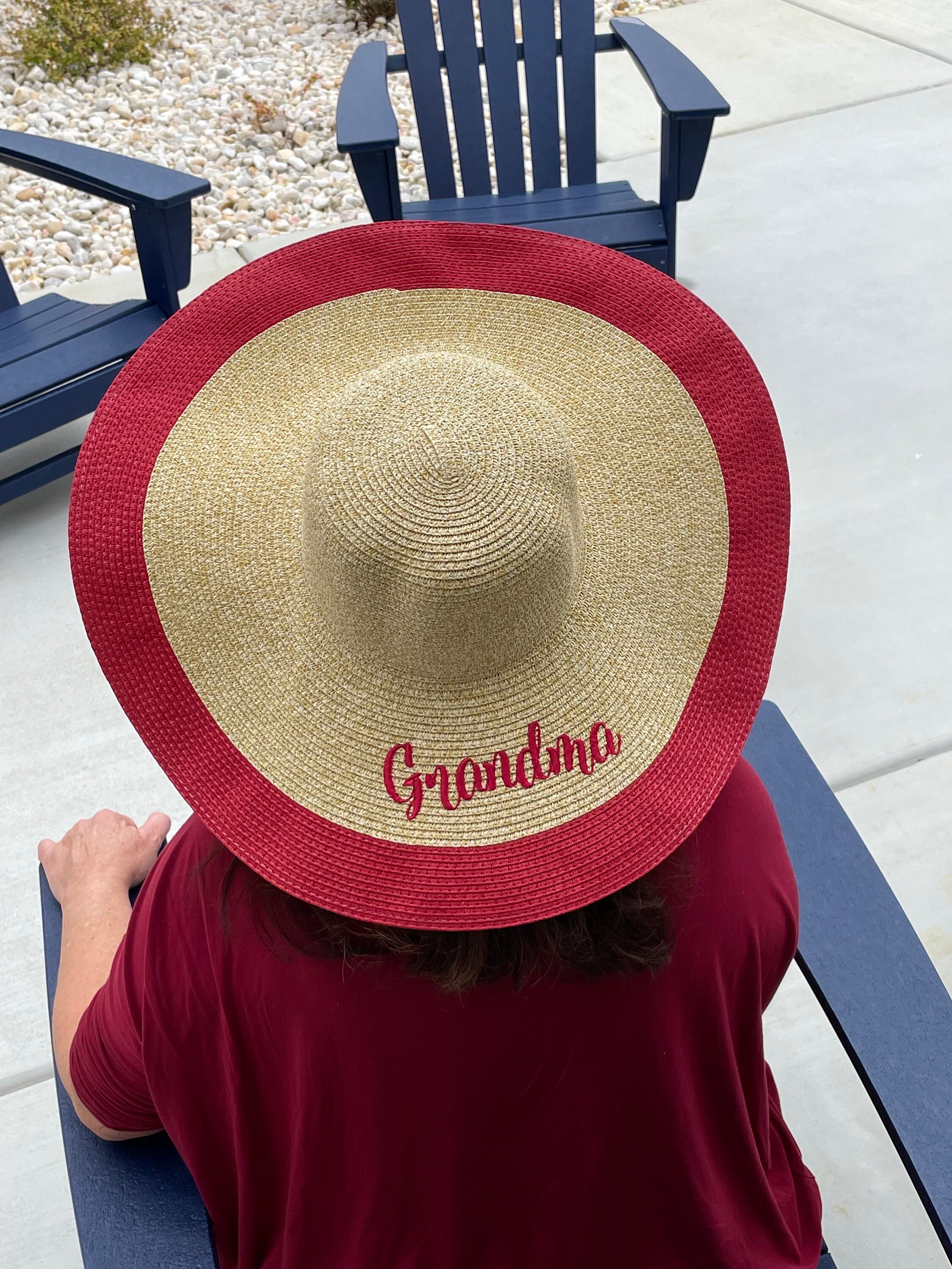 Custom Red Straw Beach Hat Grandmother Gifts Personalized Grandma Nana ...