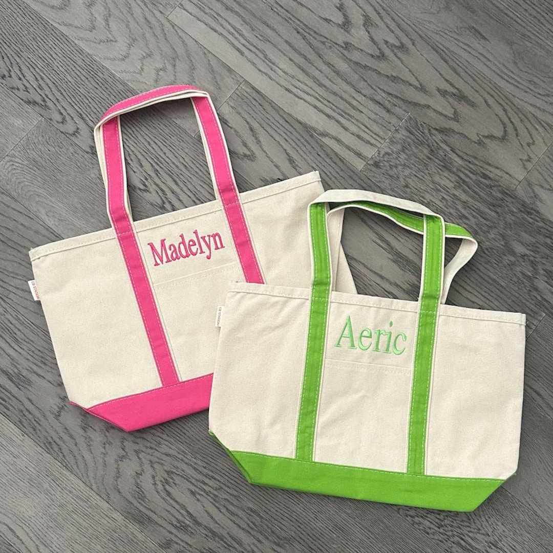 Custom Embroidered Block Script Personalized Tote Bag Bridesmaids Gifts ...