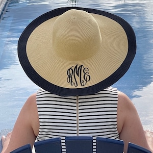 Personalized Beach Hat Custom Embroidered Floppy Sun Hat Womens Straw ...