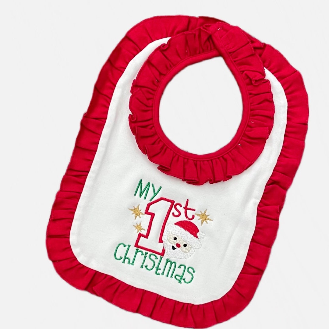 My First Christmas Embroidered Bib Personalized Christmas Santa Claus ...