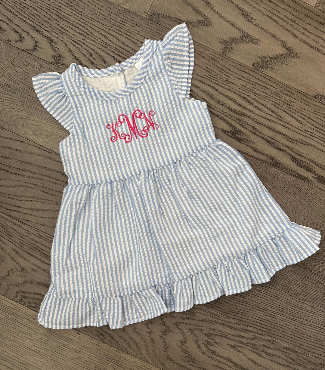 Girls Back to School Dress Monogrammed Seerucker Kindergarten Dress ...