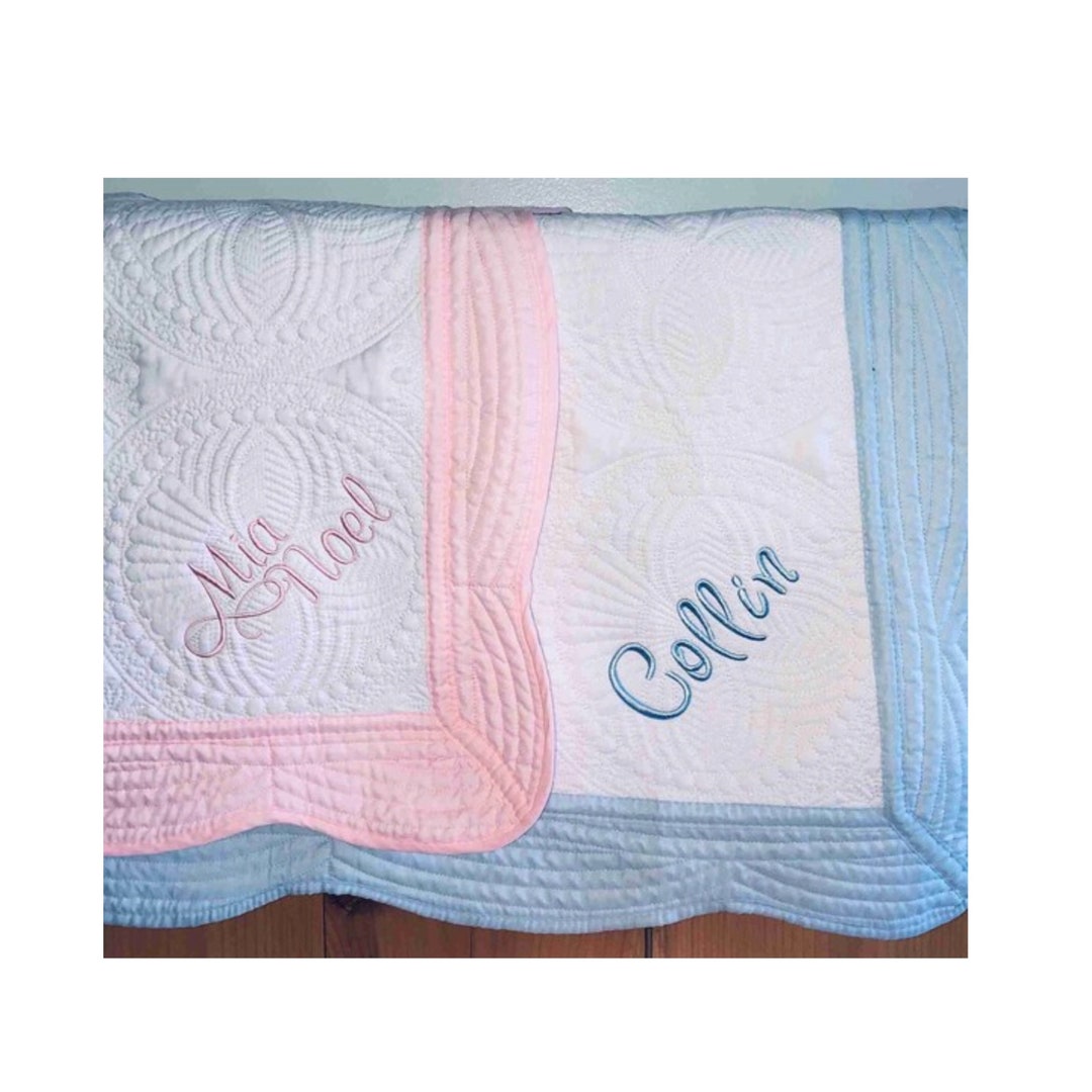 Personalized Monogram Baby Quilt With Name and Date Custom Embroidered ...