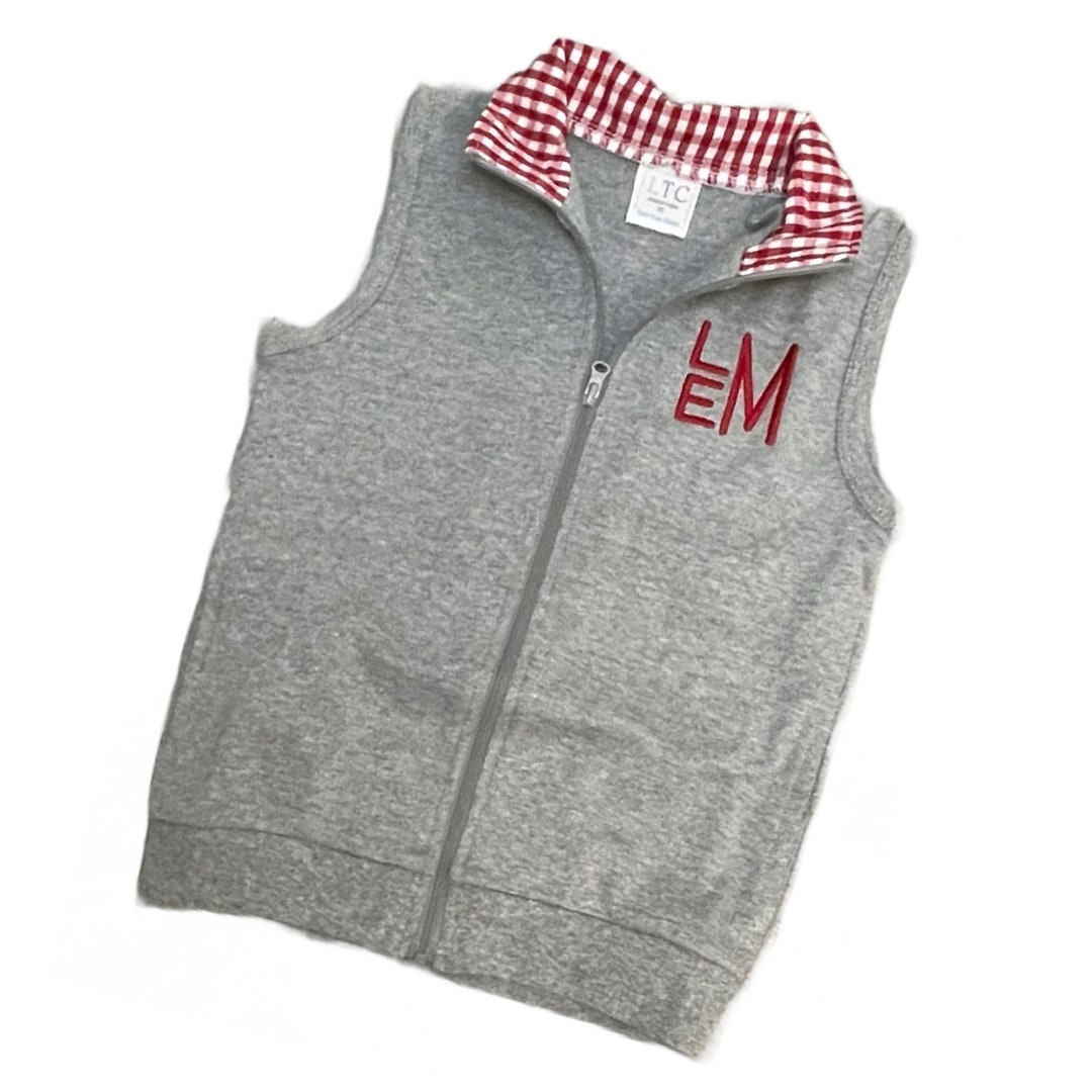 Kids Spring Clothes Red Vests Monogrammed Gray Vests Personalized Boys ...