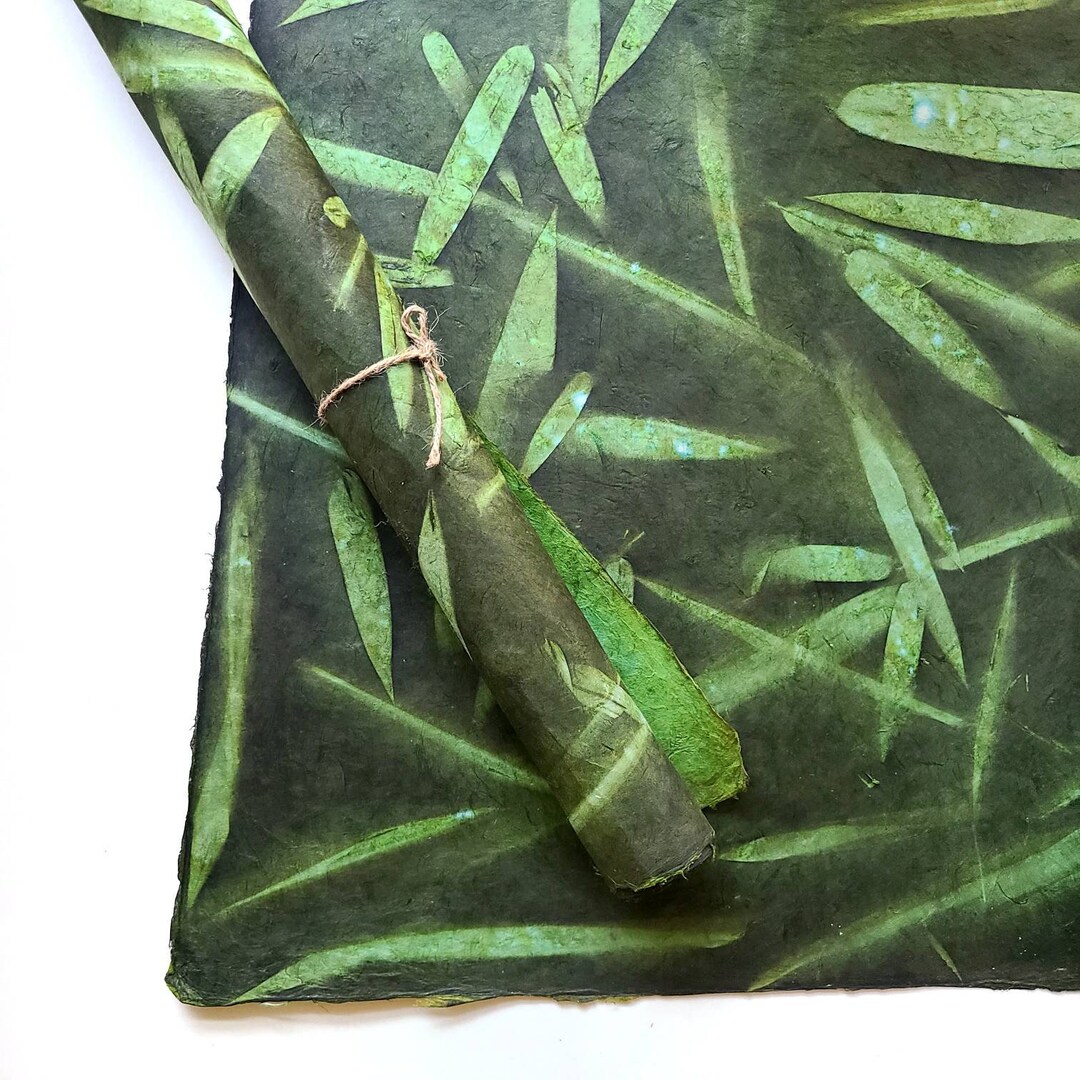 Sun-printed, Eco-friendly Handmade Lokta Paper. Bamboo Leaves Print ...