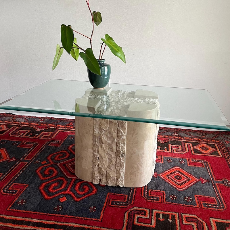 Stone and Glass Coffee Table - Etsy