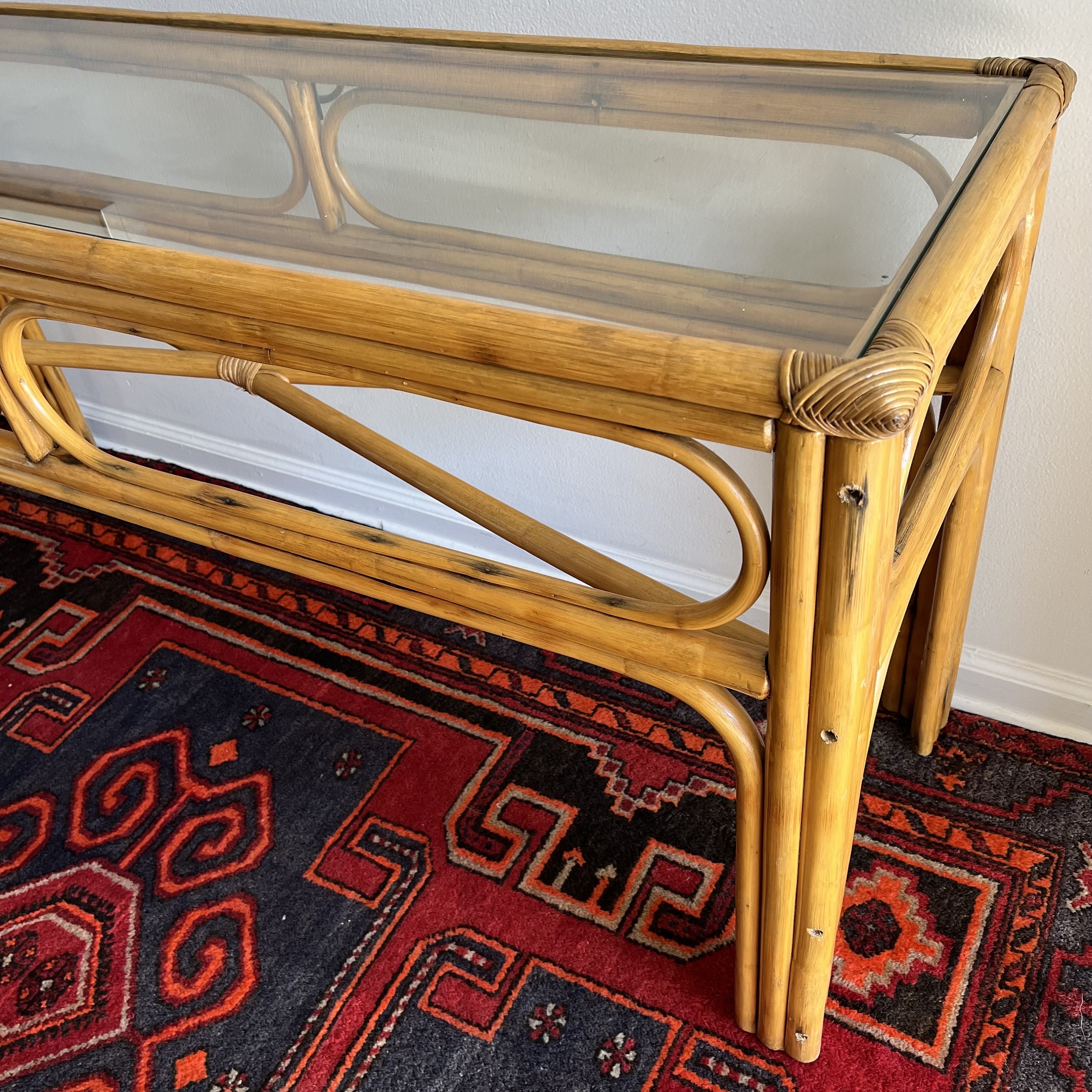 Vintage Console Table Bamboo Rattan Etsy Canada