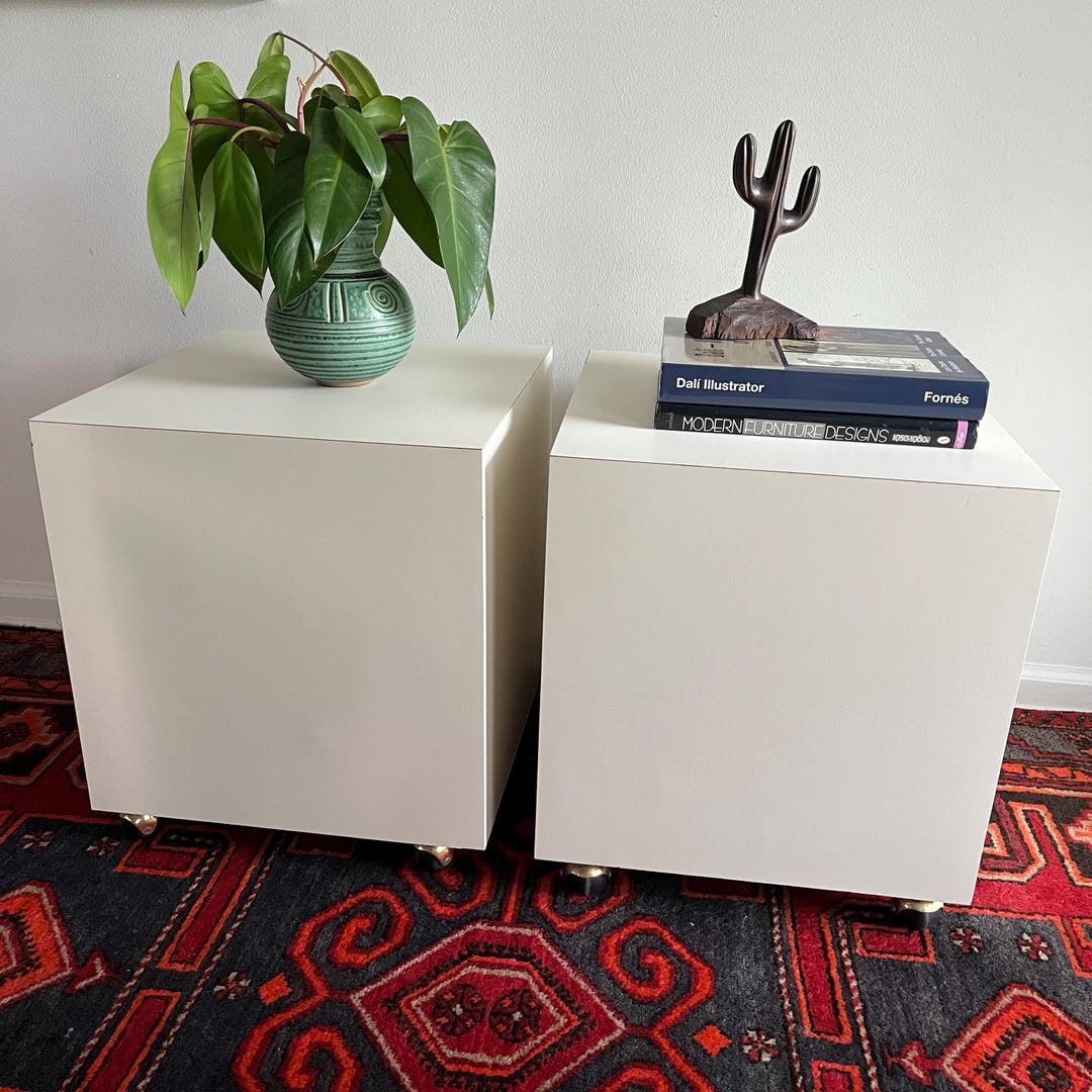 Postmodern Cubed Coffee Tables on Casters Side Tables - Etsy