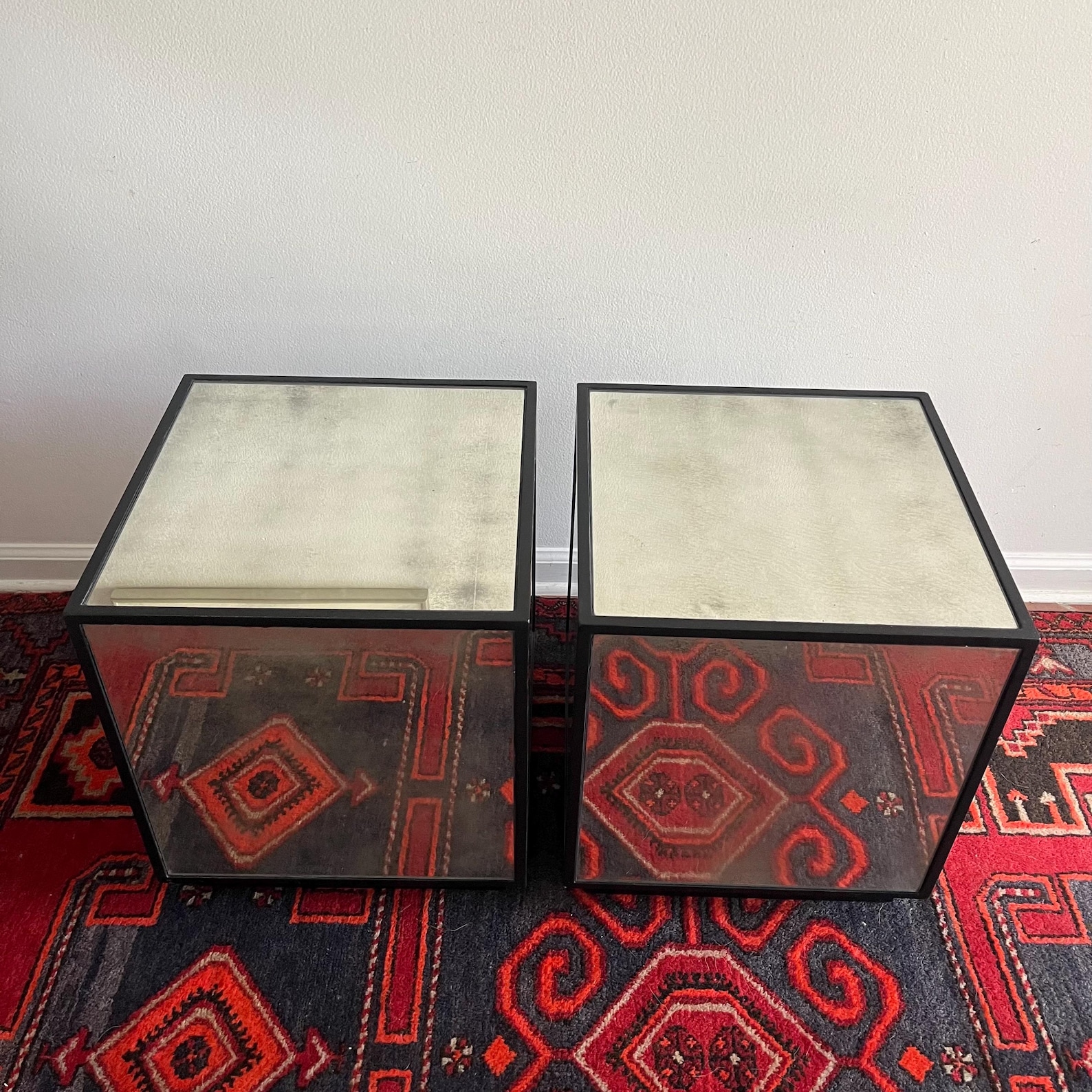 Pair Modern Cubed Tables on Casters Side Tables - Etsy