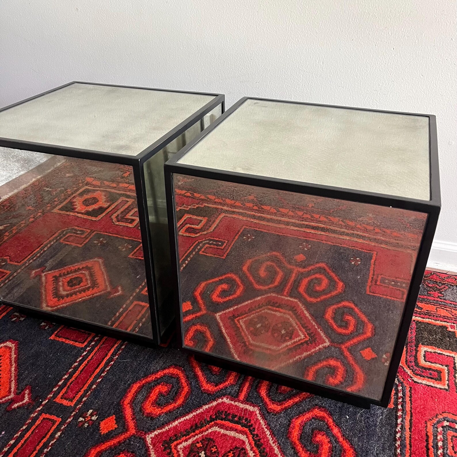 Pair Modern Cubed Tables on Casters Side Tables - Etsy