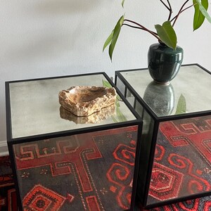 Pair Modern Cubed Tables on Casters Side Tables - Etsy