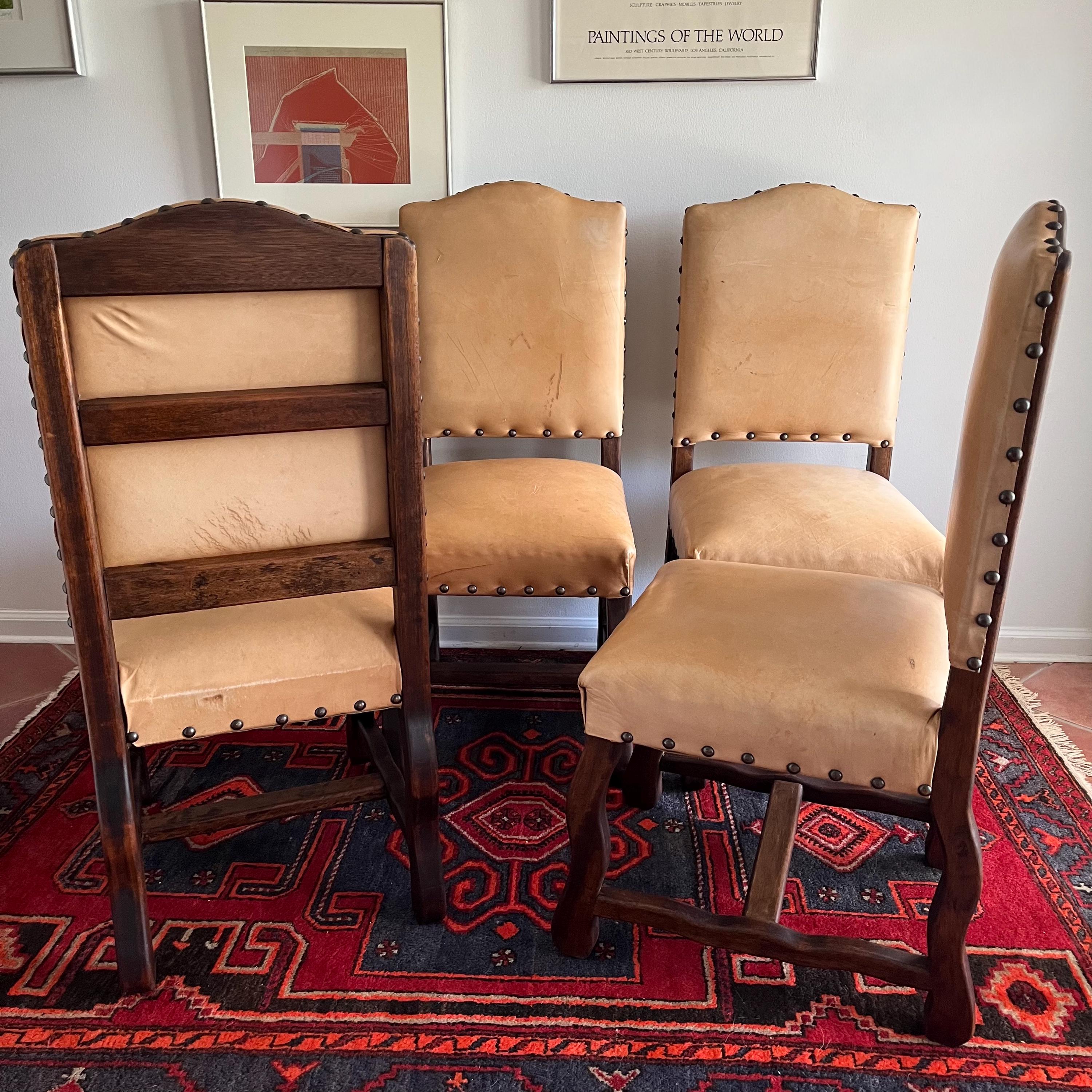 Dining Chairs Southwestern Leather & Nailhead Trim - Set of 4 - Etsy