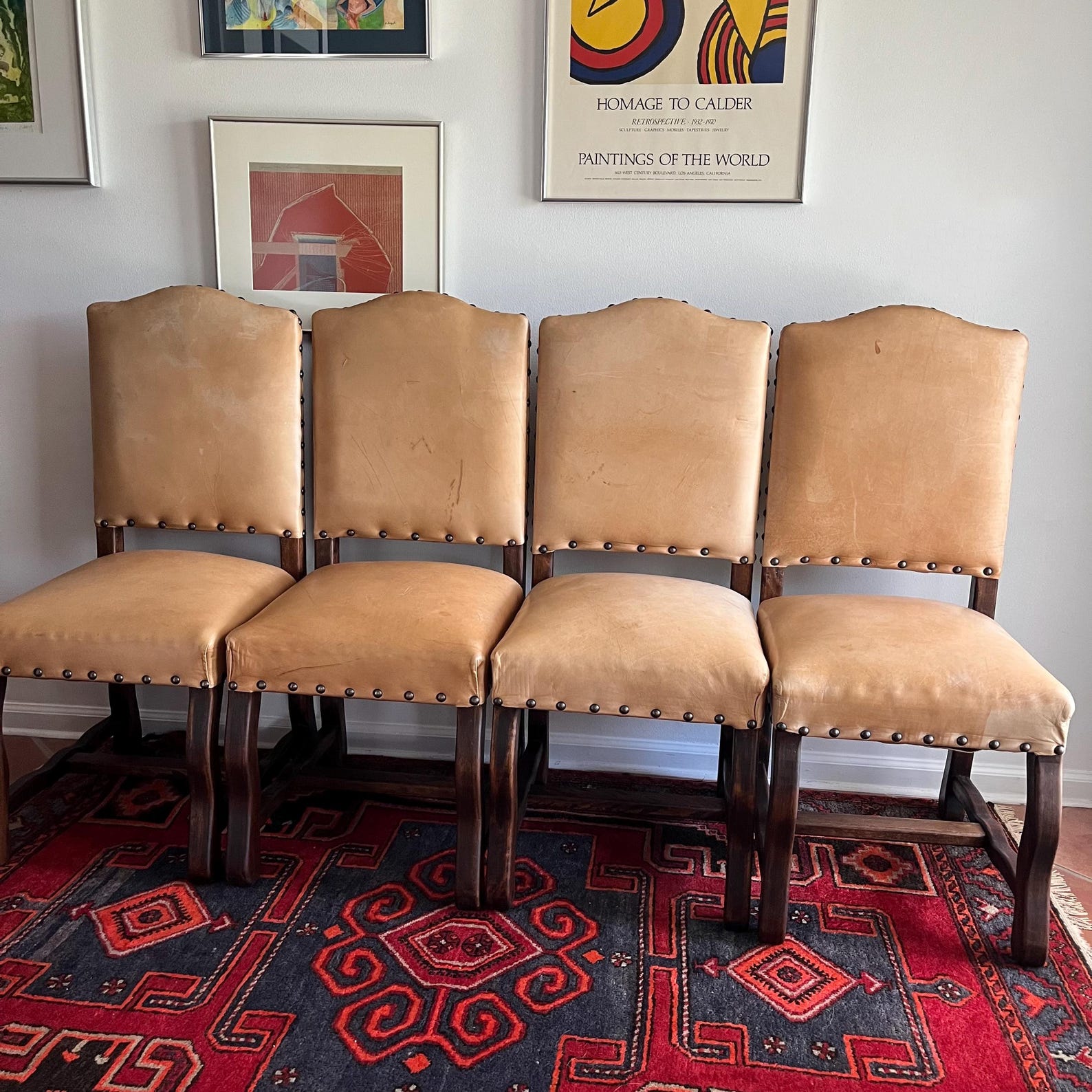Dining Chairs Southwestern Leather & Nailhead Trim - Set of 4 - Etsy