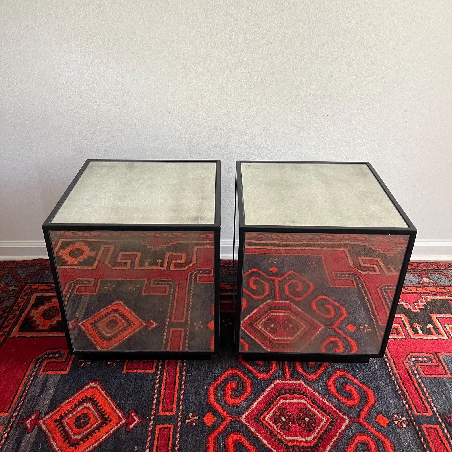 Pair Modern Cubed Tables on Casters Side Tables - Etsy