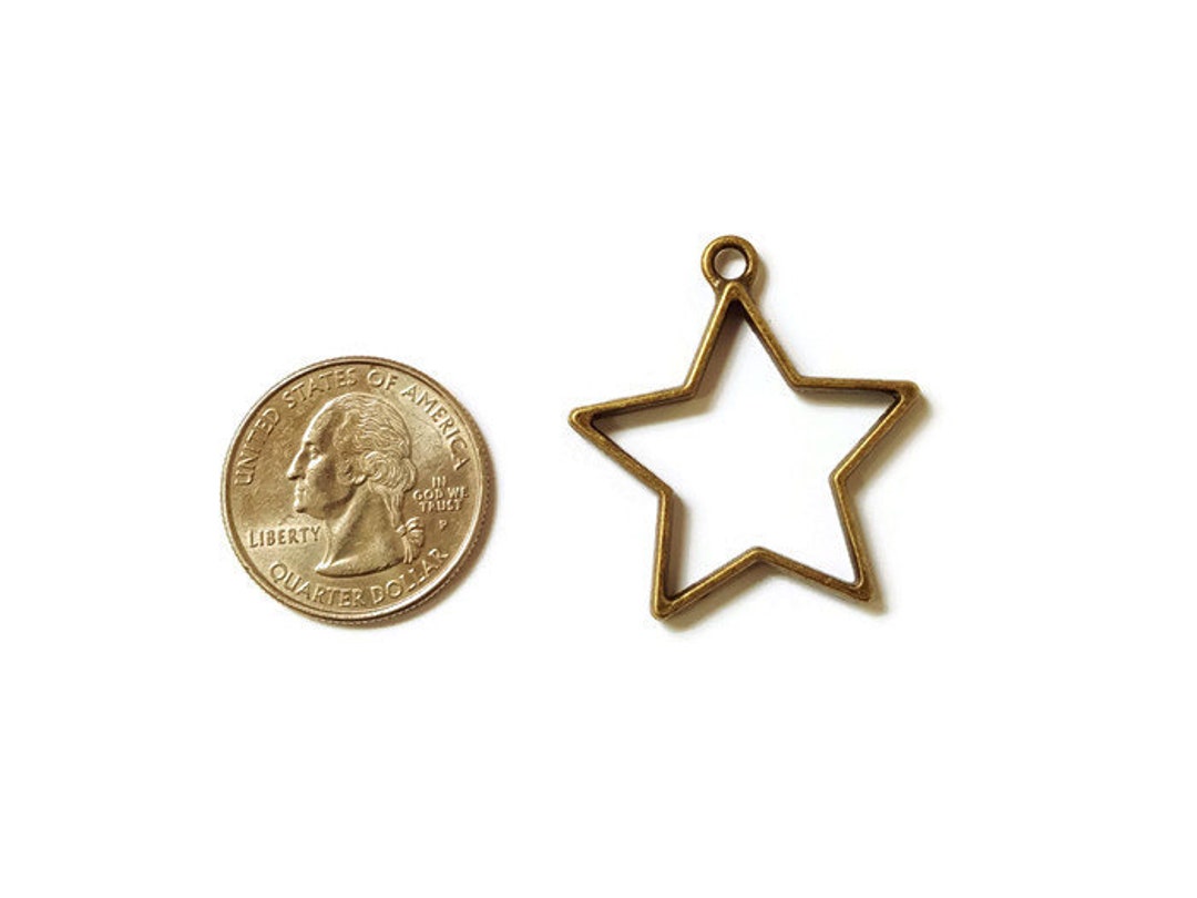 5 Bronze Star Open Bezel Blanks, Open Back Bezels for Resin, Pendant ...